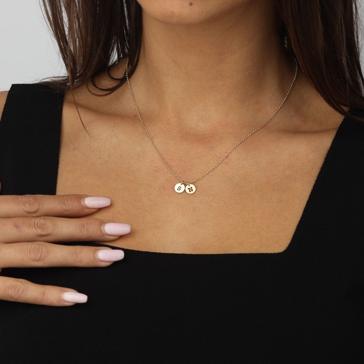 gold initial necklace circle