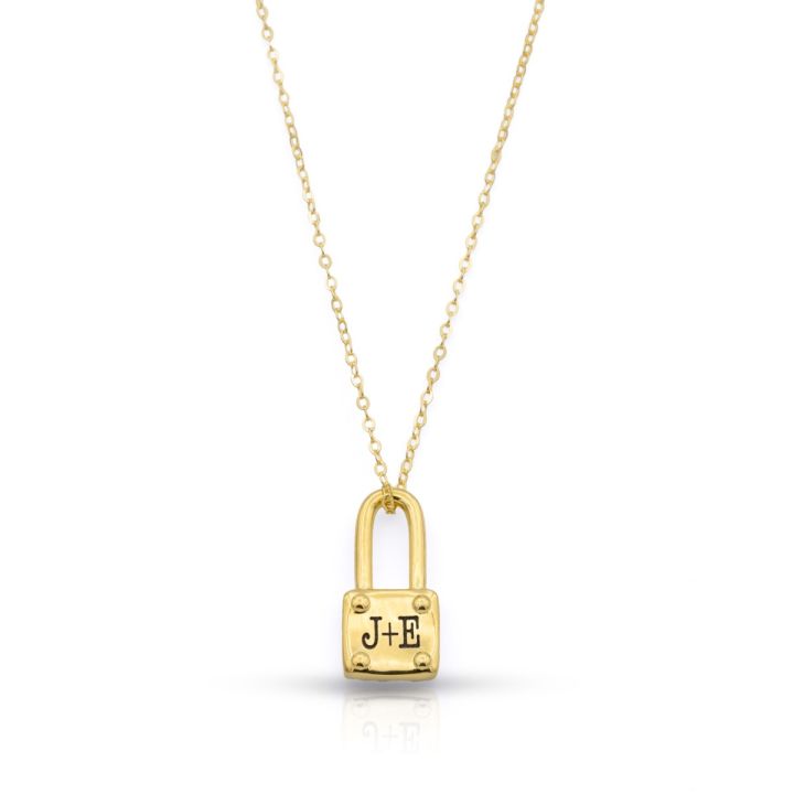 Initial Necklace Lock Pendant with Letter Anniversary Gifts for Her