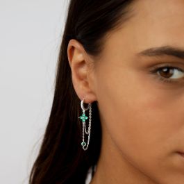 Real Emerald Flower Hoop Earrings by Talisa - Emerald Green Earrings