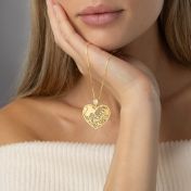 Ties of Heart Engraved Map Necklace with Heart Diamond in 18K Gold ...